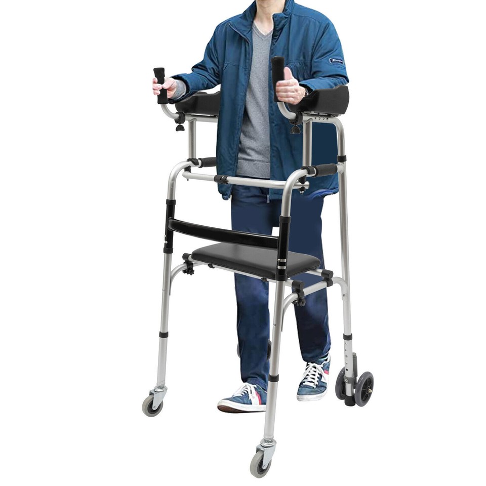 Upright Rollator Mobility Walker Lightweight with Arm Support & 4 ...