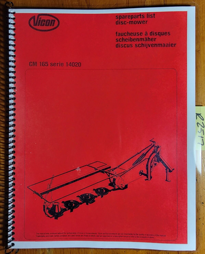 Vicon CM165 Series 14020 Disc Mower Parts Manual 70.002.411/10 | eBay