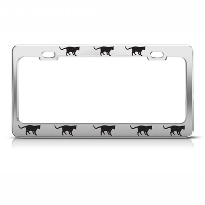 CAT CATS ANIMAL METAL Heavy Duty Chrome License Plate Frame Tag Border ...