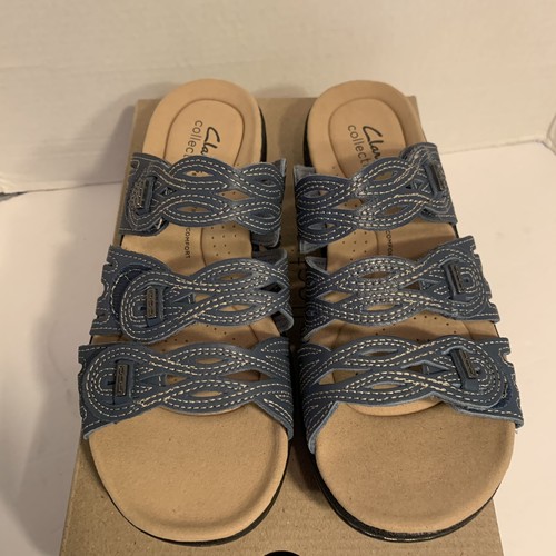 Clarks Collection Women's Laurieann Ruby Flat Sandals 6.5 M Blue Grey ...