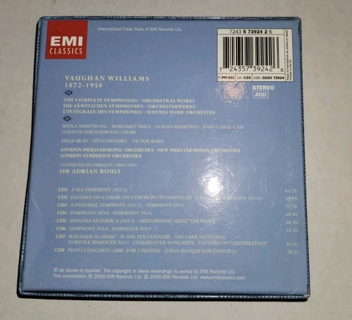 VAUGHAN WILLIAMS - THE COMPLETE SYMPHONIES - SIR Adrian Boult - 8 CD ...