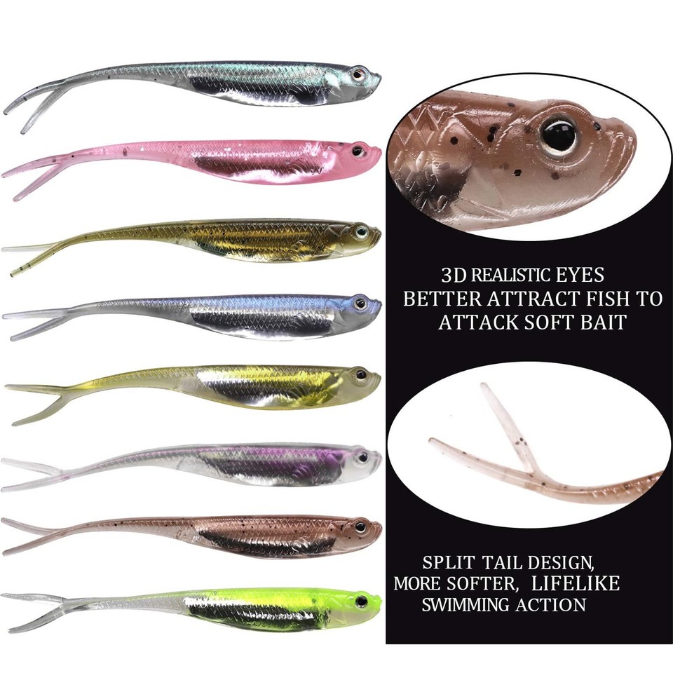 2.95" 6Pcs Fishing Swimbait Soft Plastic Minnow Shad Body Lure Drop ...