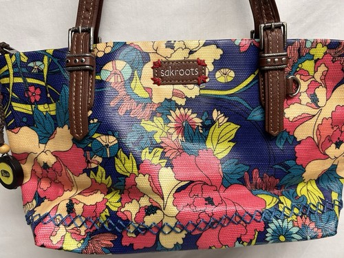 Sak roots Floral Multicolor Pockets Zip Close M Shoulder Bag Purse ...