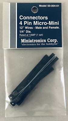 Miniatronics 50-004-01 Micro-Mini 4 Pin Connector With 12" Wires | eBay