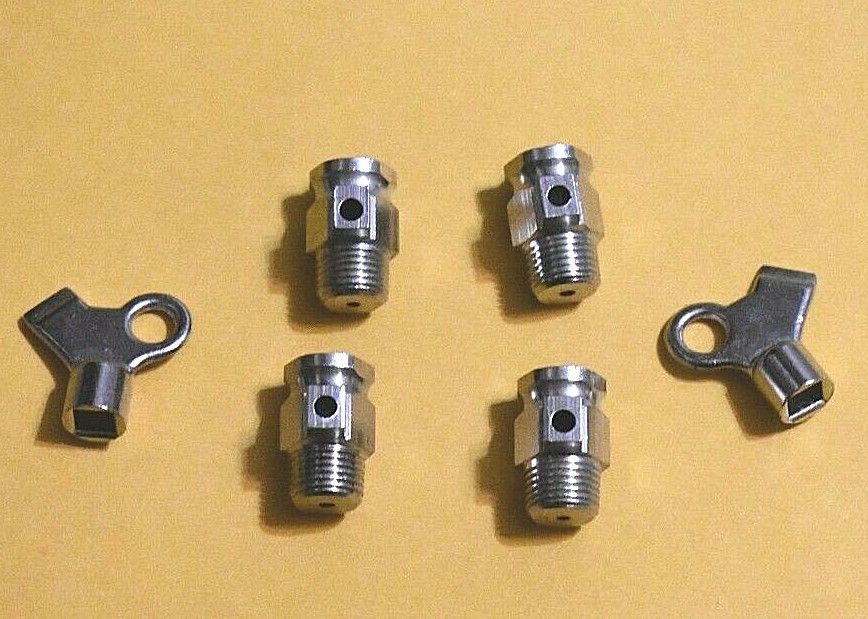 4 Radiator Nickel Plated Brass Air Vent Bleeder Coin Valves 1/8" MIP ...