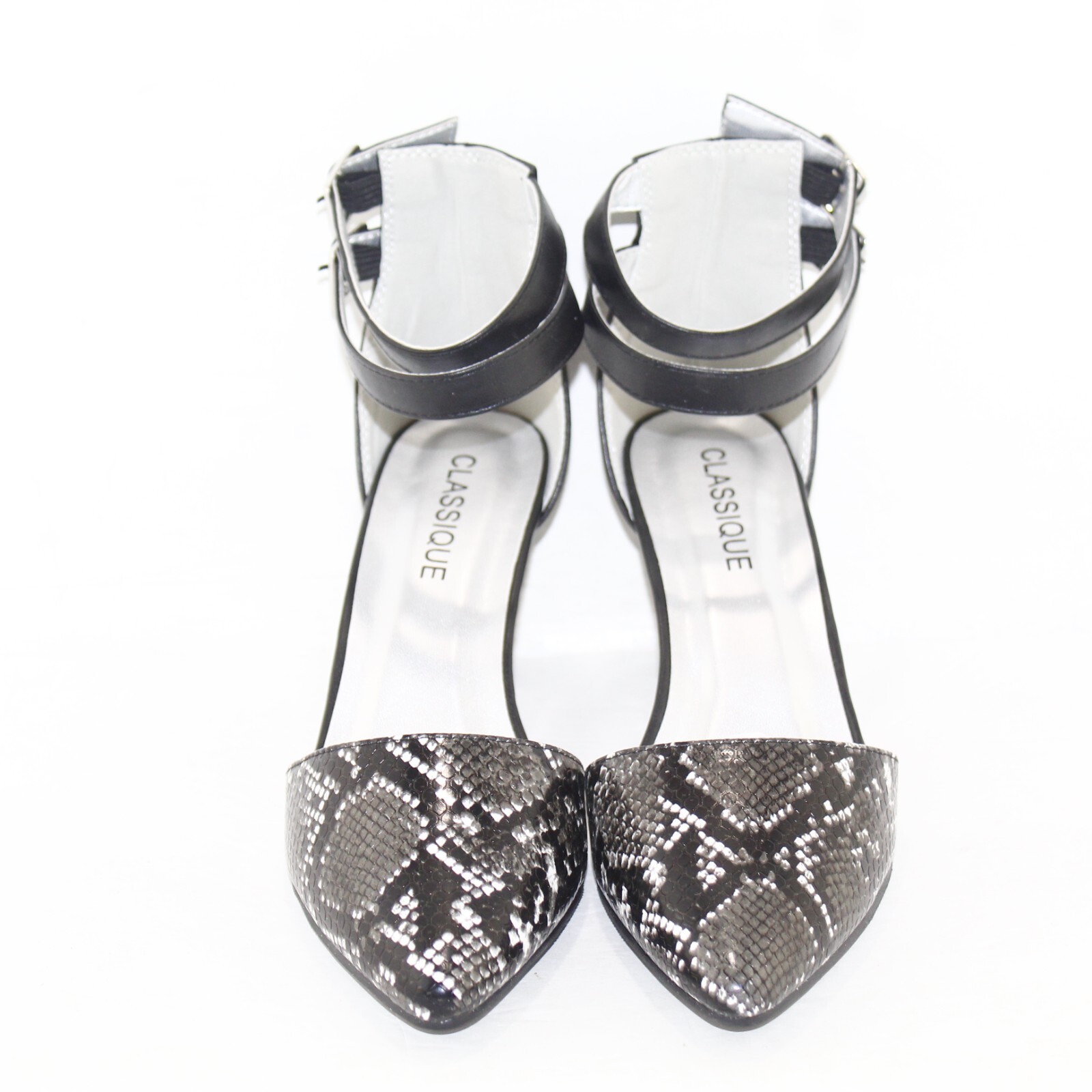 CLASSIQUE women Camlo buckle sandals shoe size 7.5 M black faux leather ...