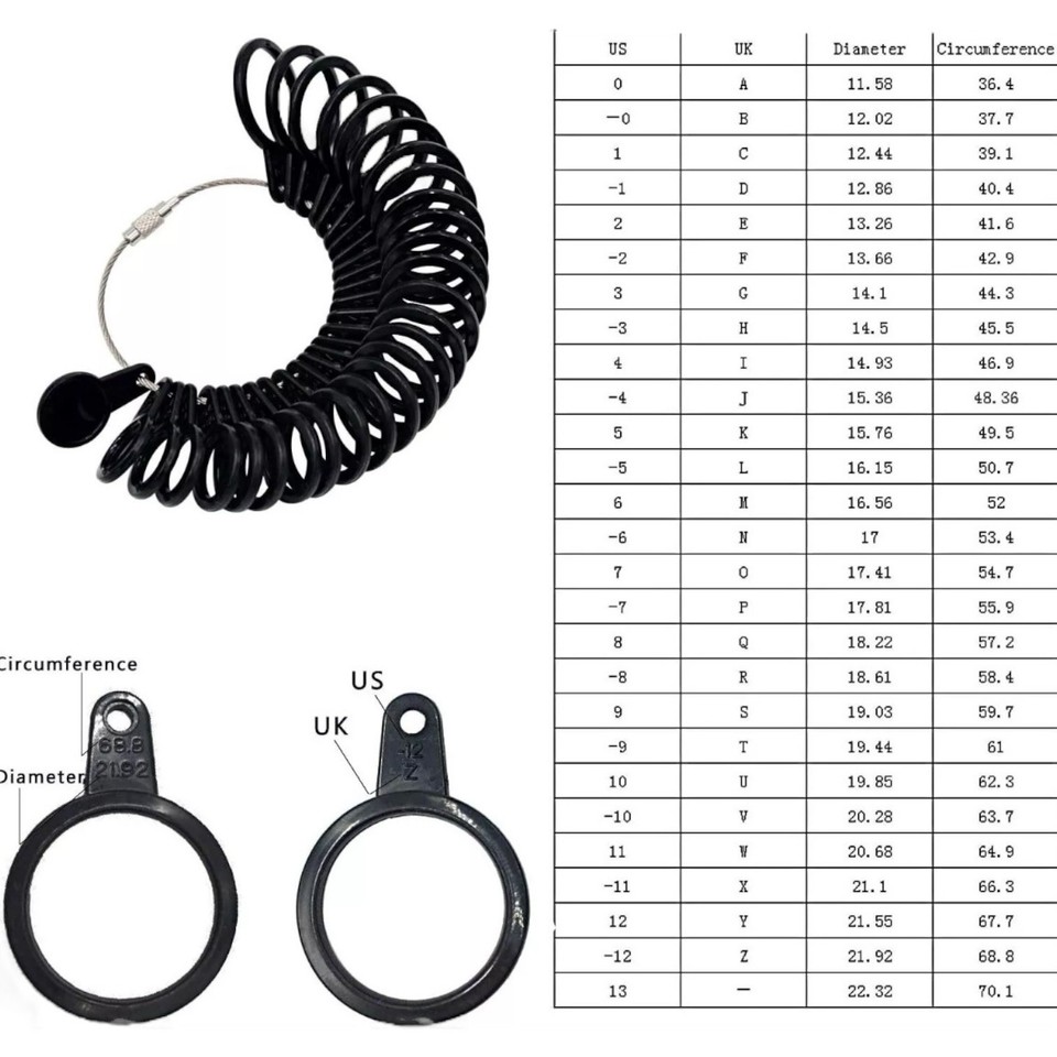 Ring Sizer Set Finger Size Gauge Jewelry Measuring Tool Full & Half ...