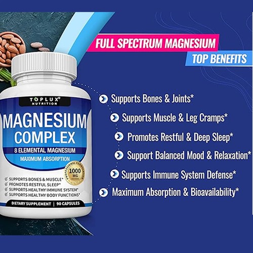 Toplux Nutrition Magnesium Complex 1000mg Supports 8 Elemental ...