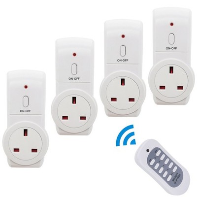 UK Plug Home Power Outlet Light Switch Socket 1-4pcs Remote Control ...