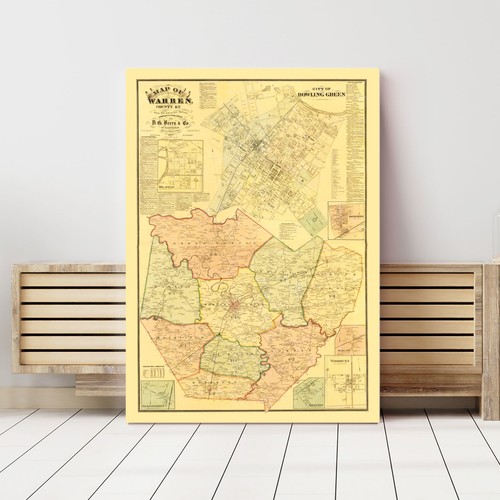 Old Map of Warren County, KY 1877 - Vintage Kentucky Art | eBay