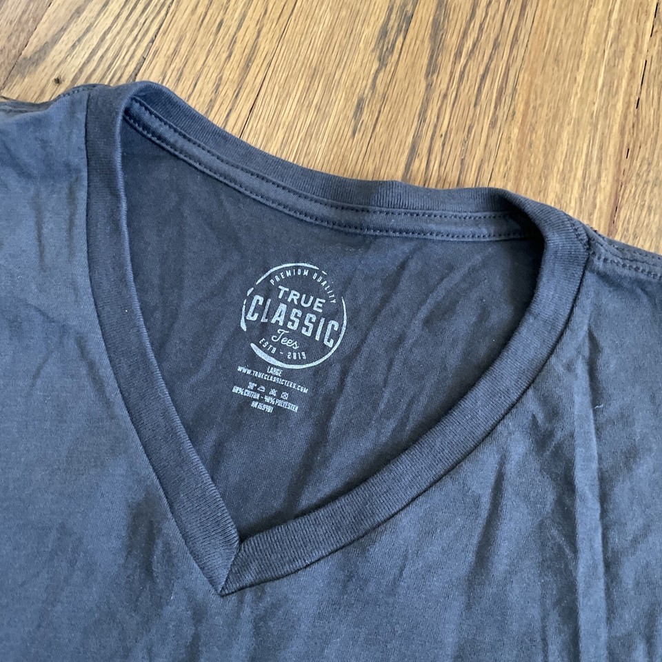 True Classic Premium Quality * V NECK * Tee T Shirt CARBON GRAY Men's ...