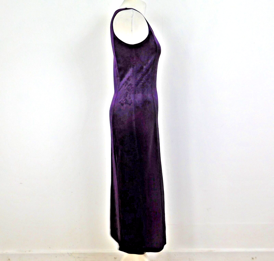 Mouth Valley Purple Maxi Dress Size Medium Velvet Style Flower Pattern ...