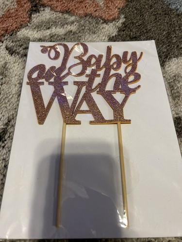 Acrylic "Baby On the Way" Cake Topper 4" x 6. Rose Gold - 1 | eBay