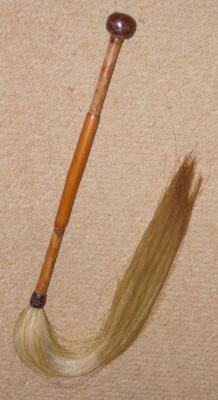 Antique English Horse Hair Fly Whisk - Turks Head Knot Leather Top By ...