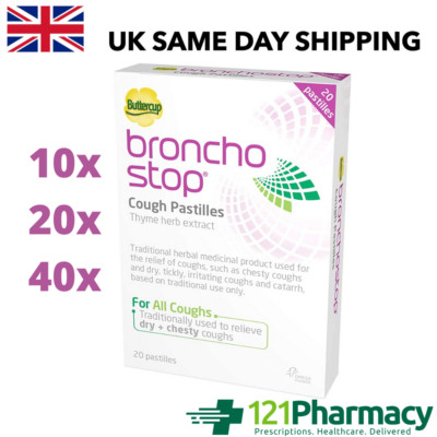 Bronchostop Cough Pastilles - 10 / 20 / 40 Pack - Helps Dry & Chesty ...