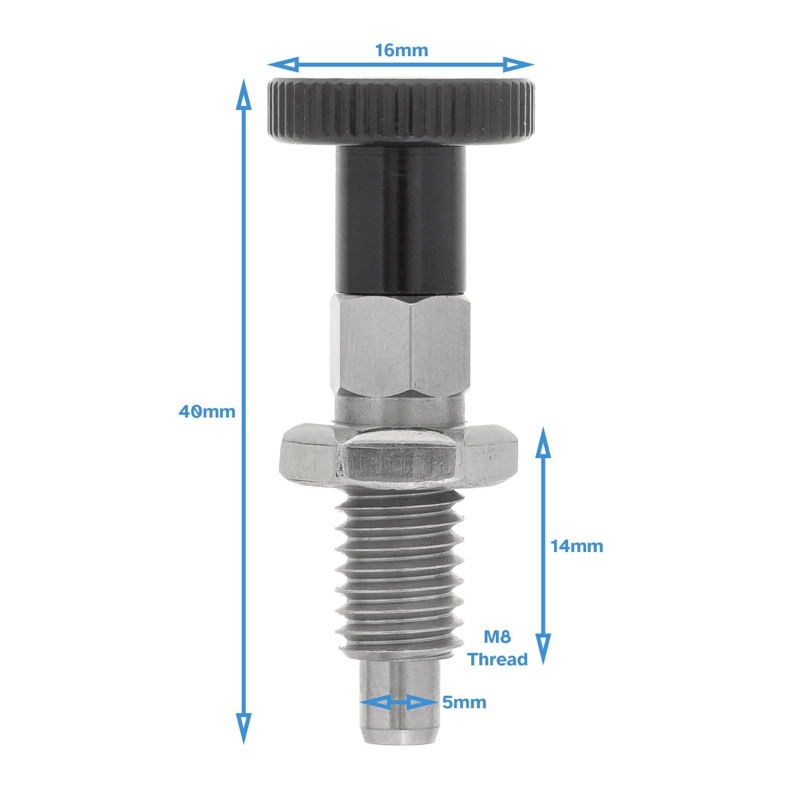 Indexing Spring Plunger Retractable M8 x 5mm Stainless Steel Pin Bolt ...