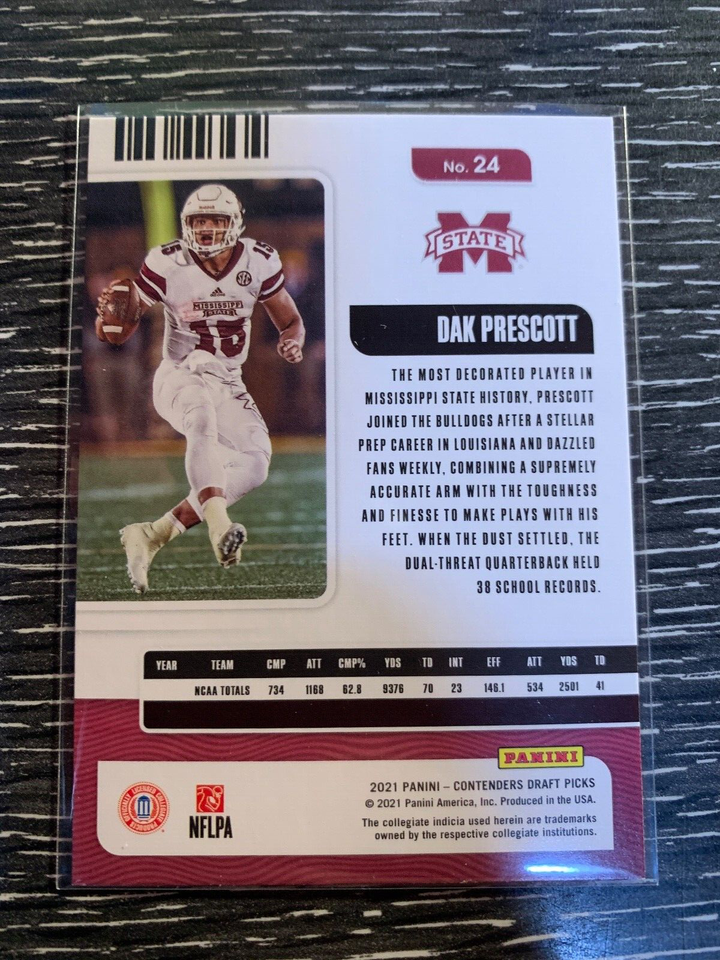 2021 Panini Contenders Draft Picks Season Ticket Dak Prescott Dallas ...