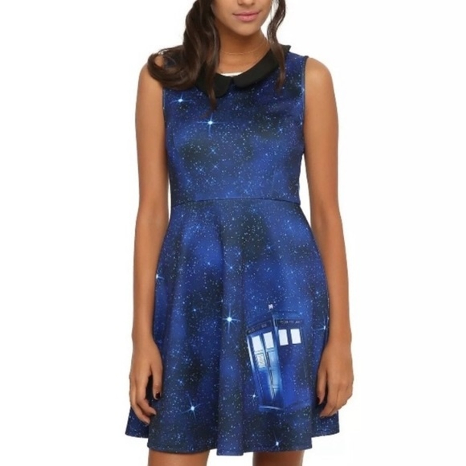 Galaxy Tardis Dr. Who Skater Dress Peter Pan Collar H… - Gem