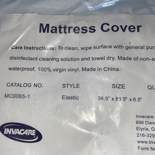 Invacare Mattress Cover - elastic model number MC 0065 – 1 36.5" x 80.5 ...