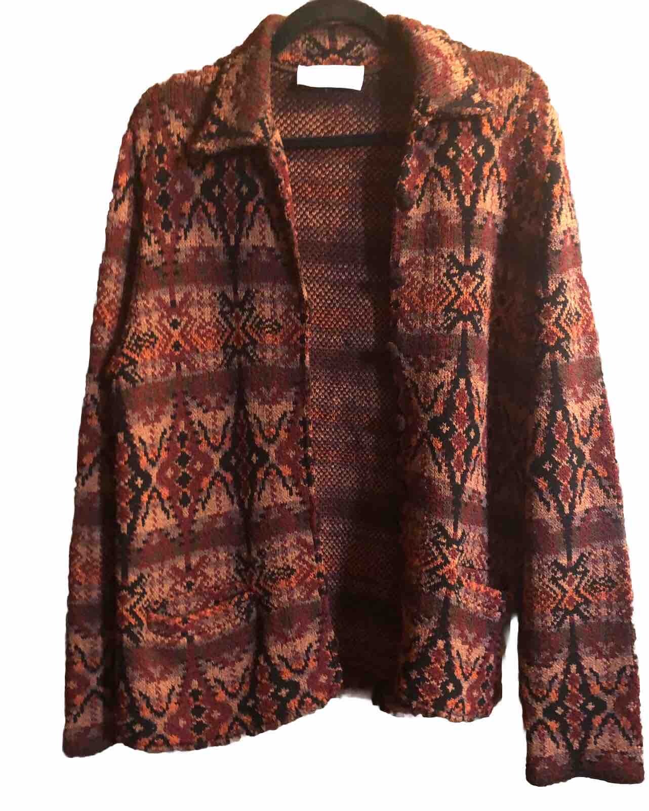 Vtg French Rags Knit Cardigan Multicolor ButtonUp Collar Pockets ...