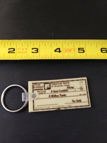 Vtg FIRST NATIONAL BANK AMARILLO Keychain Key Ring Chain Style Hangtag ...