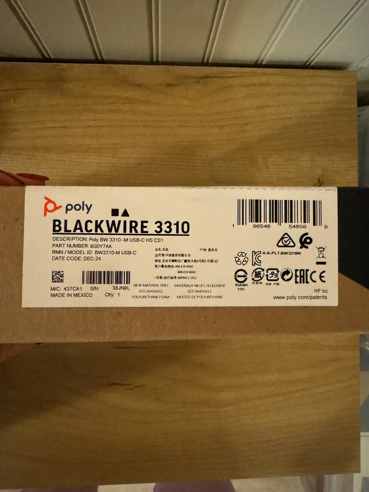Poly Blackwire 3310 Headset (212703-101) Wired USB-A Single Ear with ...