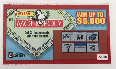 Monopoly Theme Instant SV Lottery Ticket, South Dakota, no cash value ...