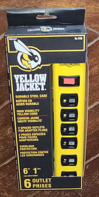 Woods Yellow Jacket Durable Steel Case 6 Outlets/6ft Cord Power Strip ...