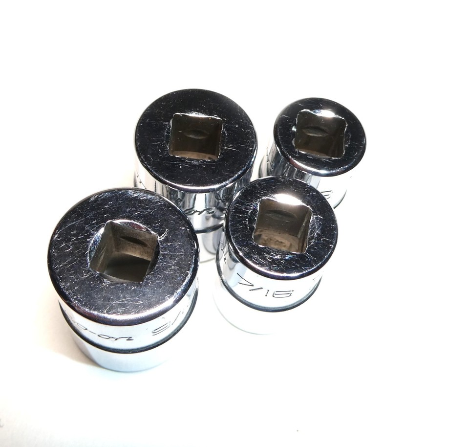 Snap On Tools 4 - 1/4" Dr 6 PT Sockets TM18 TM16 TM14TM12 9/16" 1/2" 7/ ...