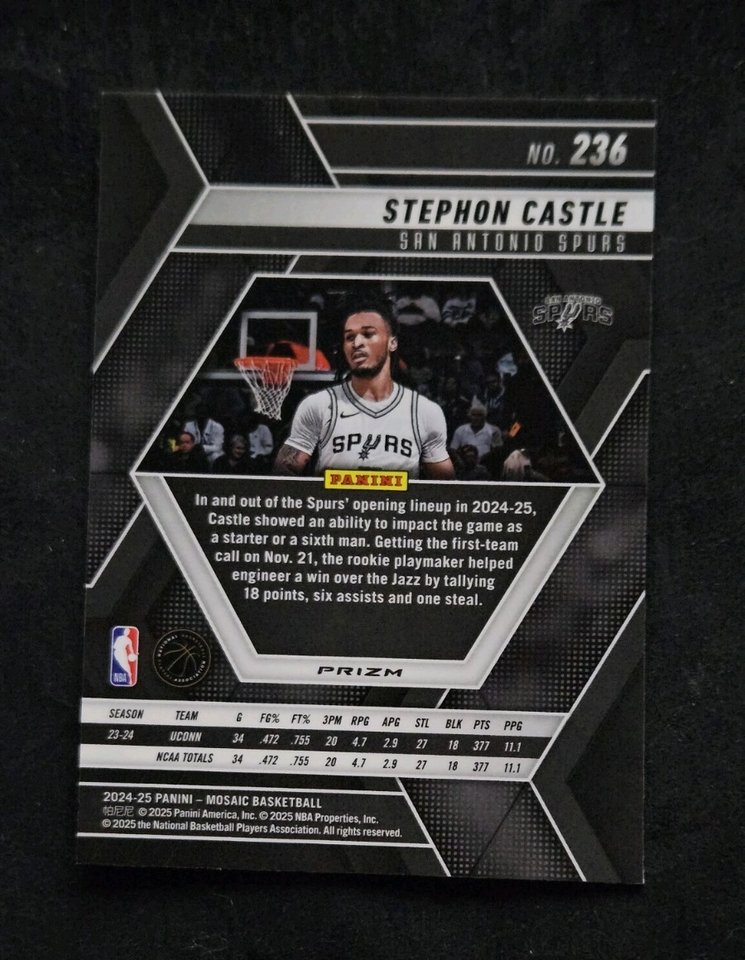 STEPHON CASTLE 2024-25 Panini Prizm Mosaic Prizms Rookie #236 MINT RC 💥💥 | eBay