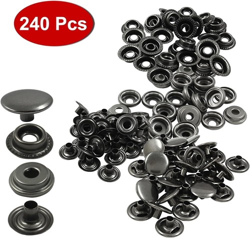 Hitefu 240PCS Stainless Steel Fastener Snap Button Kit, 15mm Heavy Duty ...