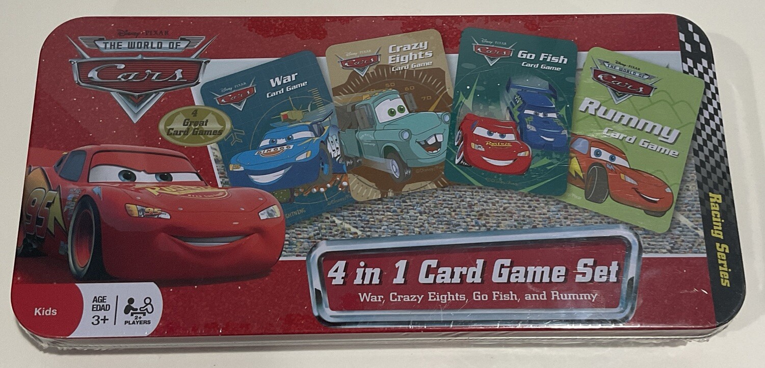 NEW Disney Pixar The World of CARS 4 in 1 Card Game Set Tin Box | eBay