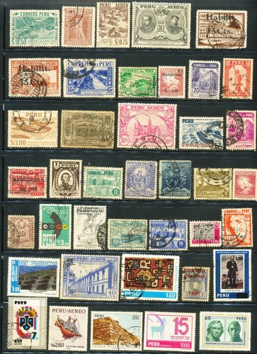 Peru stamps odd lot of 40 used postage & air mail unsorted various ...