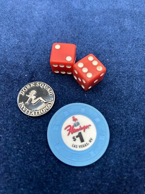 Flamingo Casino $1 Chip - Las Vegas NV Nevada Blue, Red Dice, & Dork ...