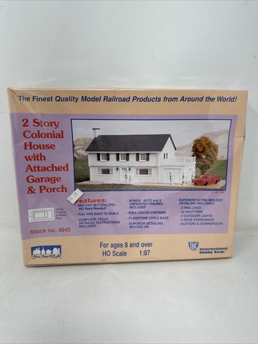 IHC 2 Story Colonial House & Attached Garage & Porch HO Train Model Kit ...