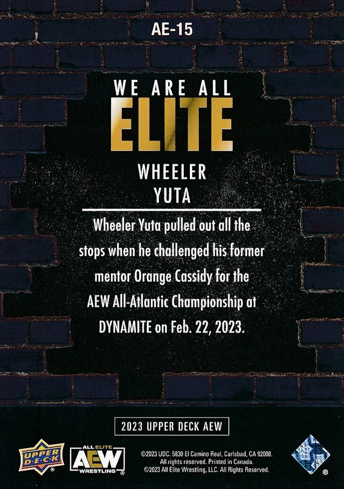 AE-15 WHEELER YUTA 2023 Upper Deck AEW WE ARE ALL ELITE BCC | eBay