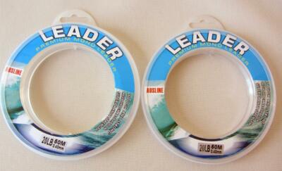 2x20lb Spools of Premium Monofilament Leader 50m/each spool Fishing ...