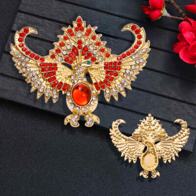 Vintage Red Crystal Rhinestone Chinese Phoenix Bird Brooch Pin | eBay