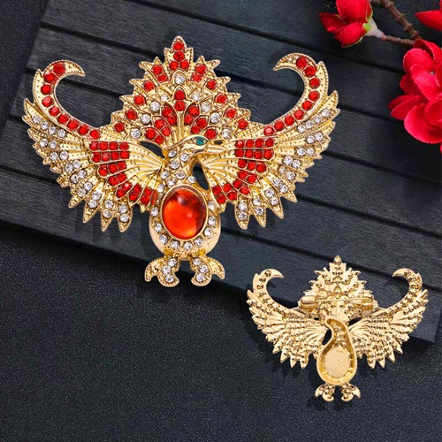 Vintage Red Crystal Rhinestone Chinese Phoenix Bird Brooch Pin | eBay
