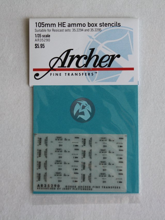 Archer 1/35 105mm High Explosive (HE) Ammo Crate Stencils (for Resicast ...