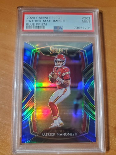 2020 Panini Select Blue Prizm Patrick Mahomes II Card #202 #20/75 PSA 9 ...
