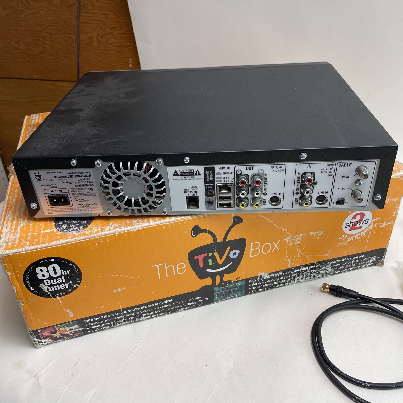 The TiVo Box TCD649080 DVR Digital Video Recorder Dual Tuner 80 hrs ...