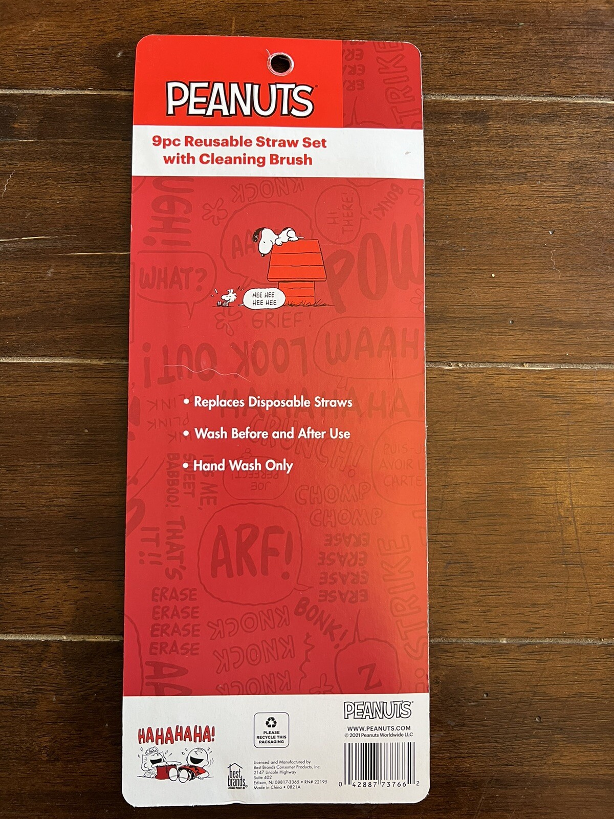 Peanuts Snoopy 9Pc Reusable Straw Set with Cleaning Brush Charlie Brown ...