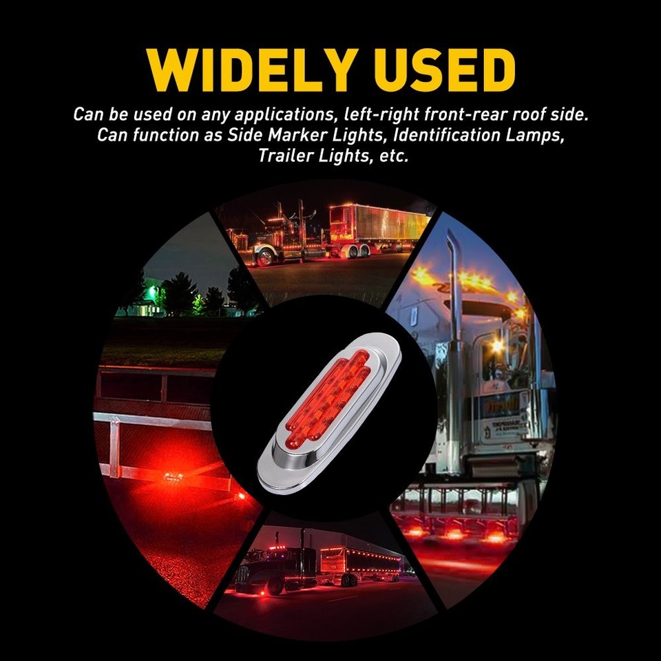 2x 16-LED Red Side Marker Light Clearance Lamp RV SUV Truck Trailer ...