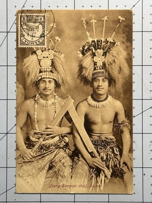 Samoa 1900s Postcard – Young Samoan Chiefs – Tattersall Photo – German ...