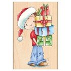 PENNY BLACK RUBBER STAMPS SANTA'S HELPER BOY WITH GIFTS NEW wood STAMP ...