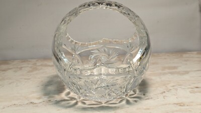 Vintage Crystal Easter Basket Star Starburst ROVELLI Bowl Handle Made ...