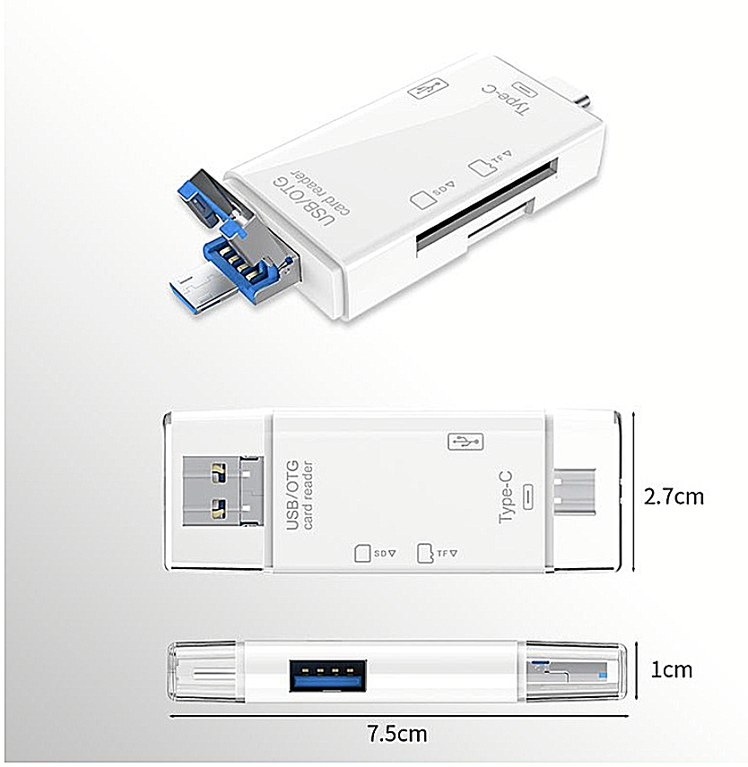6-in-1 USB Universal Card Reader Type-C Micro Usb OTG Adapter Computer ...