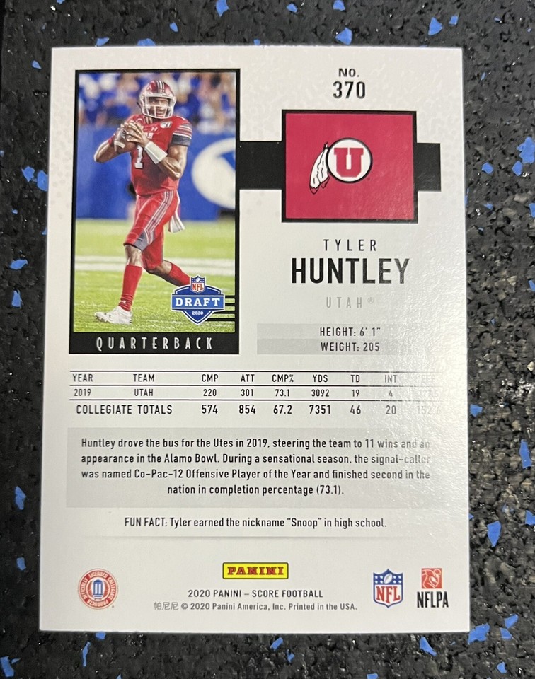 2020 Score #370 Tyler Huntley RC Gold Parallel Baltimore Ravens Rookie ...