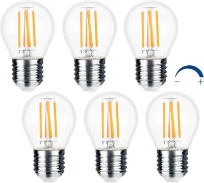 6/12 Pack LED Light Bulbs E26 Base 4W 6W Glass G45 Globe Bulbs Dimmable ...
